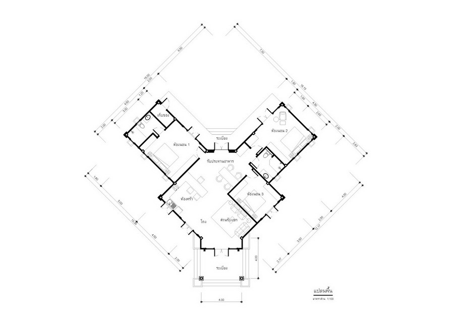 แบบบ้านชั้นเดียวสไตล์โมเดิร์น ดีไซน์เอกลักษณ์ด้วยรูปทรงตัววาย (Y-Shaped ...