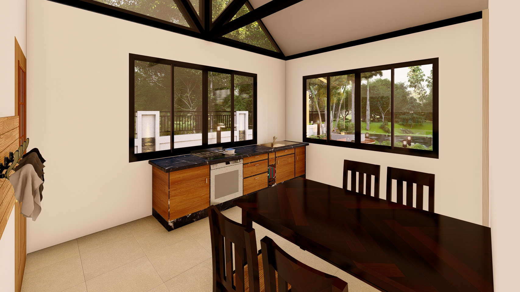 แบบบ้านเดี่ยวชั้นเดียวไตล์คาเฟ่ รูปทรงตัวที (T-Shaped House) 2 ห้องนอน ...